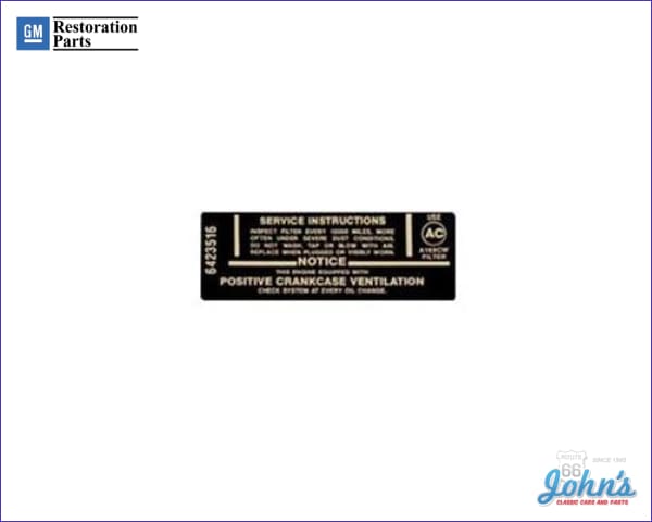 Air Cleaner Service Instructions Decal, 230/140hp & 250/155hp. for Che ...