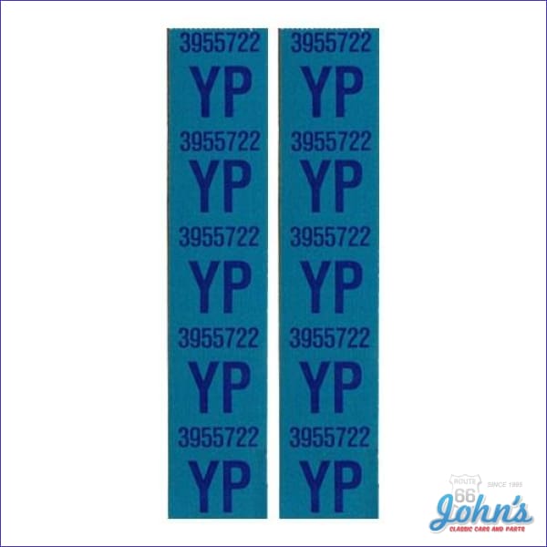 Coil Spring Tags- 396/427 YP- PAIR for Camaro – John's Classic Cars and ...