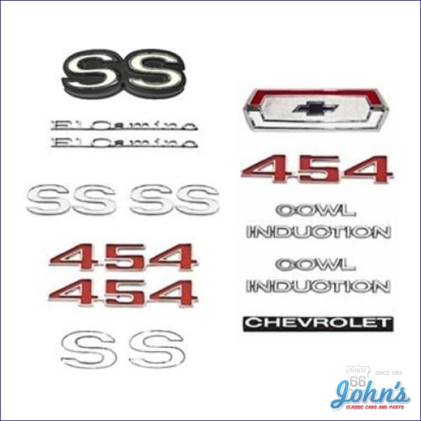 Emblem Kit, SS "454" with Cowl Induction Emblems. for El Camino – John ...