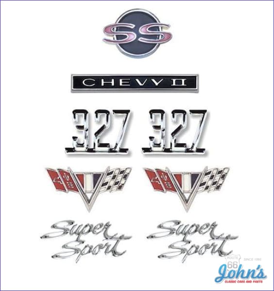 Emblem Kit, SS with 327 fender emblems. GM Licensed Reproduction. for ...