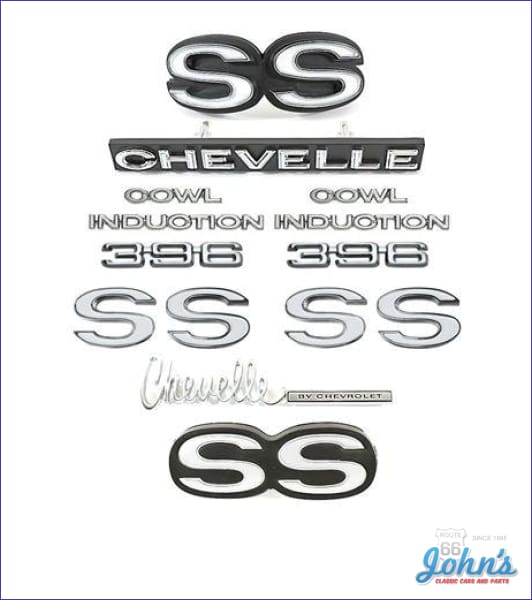 Emblem Kit, "SS396" with Cowl Induction Emblems. GM Licensed Reproduct ...