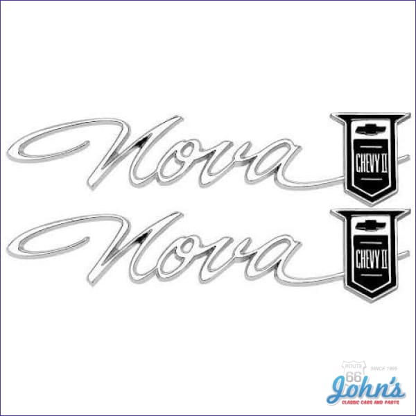Rear Quarter Panel Emblems "Nova Chevy II", Pair. GM Licensed Reproduc ...