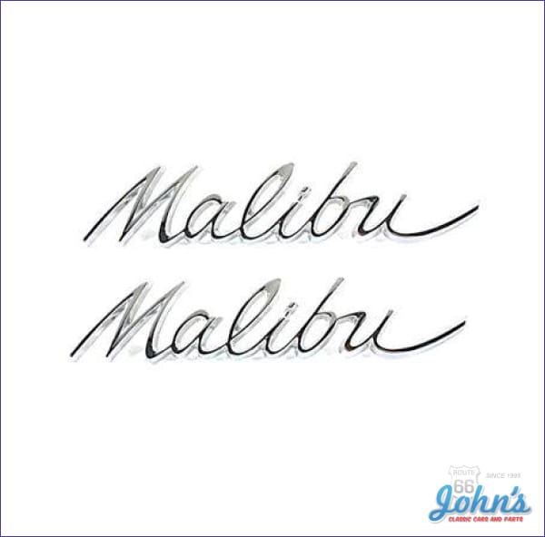 Rear Quarter Panel "Malibu" Emblems, Pair. GM Licensed Reproduction. f ...