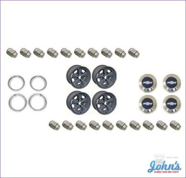 SS 5 Spoke Steel Wheel Kit - Complete. for Chevelle El Camino Chevy II ...