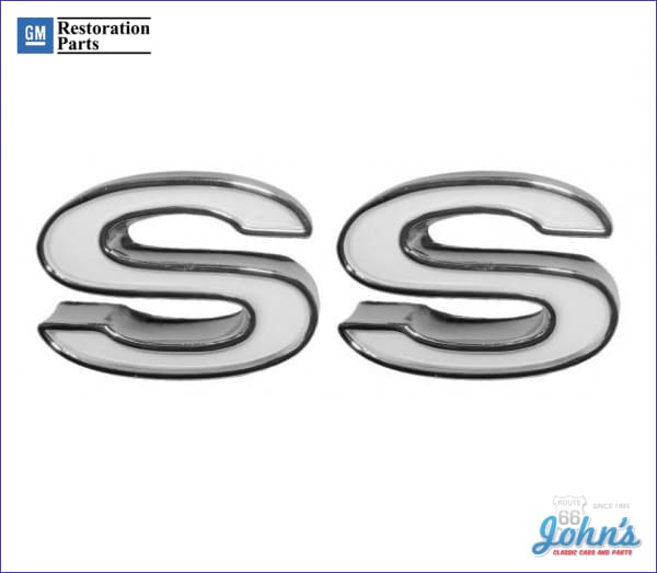 "SS" Fender Emblems, White- Pair. GM Licensed Reproduction. for Camaro ...